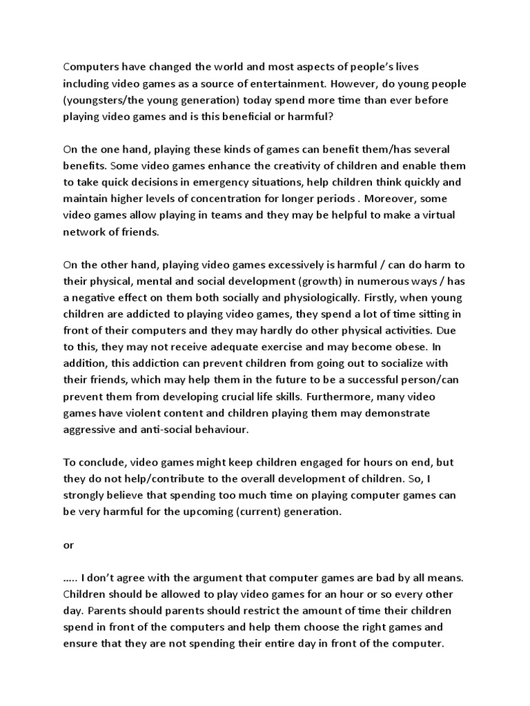 Video Games Debate: Benefits vs Harms for Youth | PDF | Video Games ...