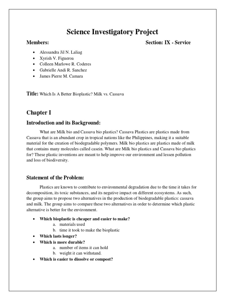 Science Investigatory Project Draft | PDF | Plastic | Biodegradation