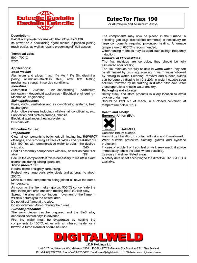 EutecTor Flux 190 | Download Free PDF | Applied And Interdisciplinary Physics | Materials