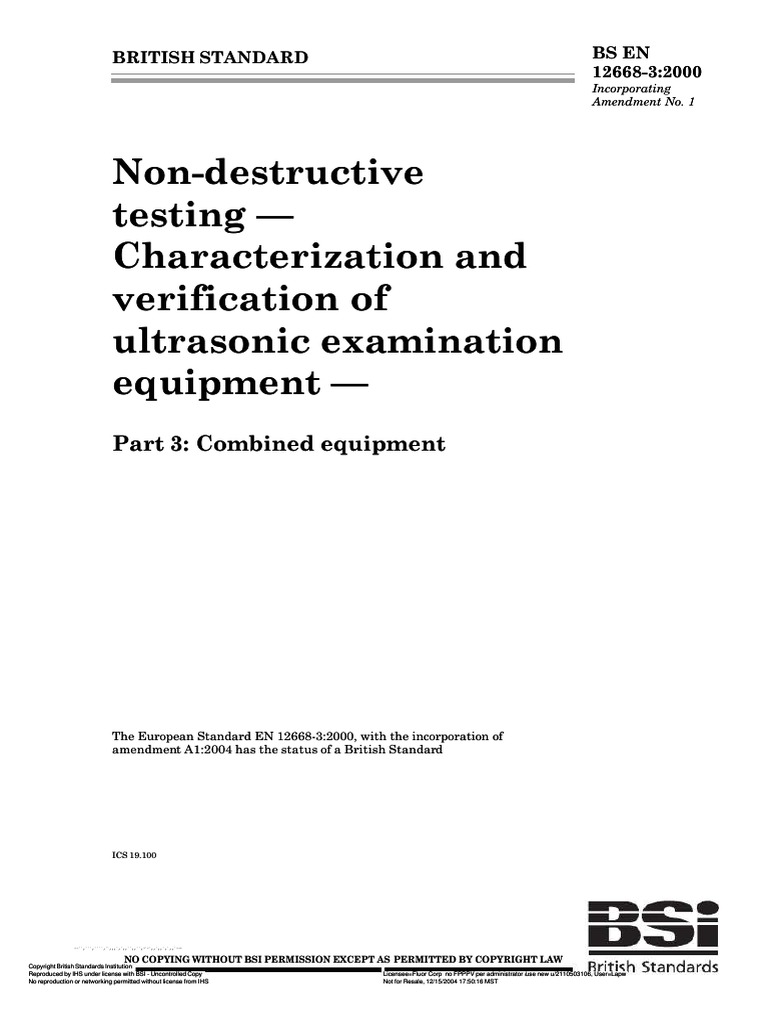 BS en 12668-3-2000 | PDF | Calibration | Nondestructive Testing