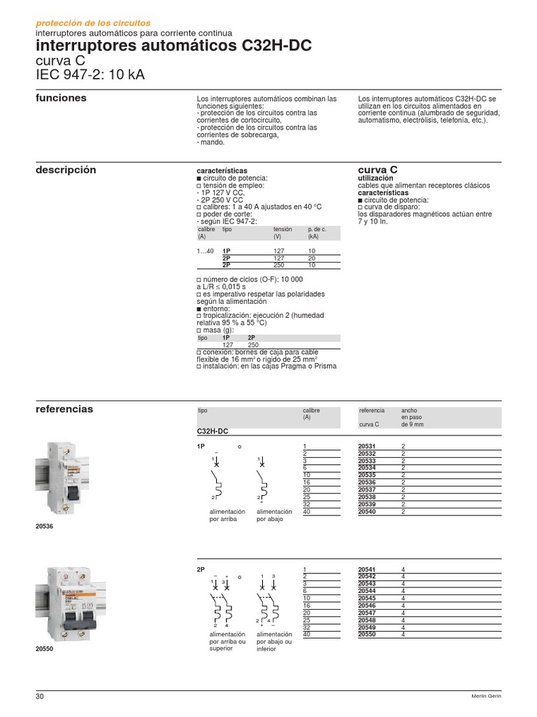 Interruptores Automáticos C32H-DC: Especificaciones | PDF | Corriente ...