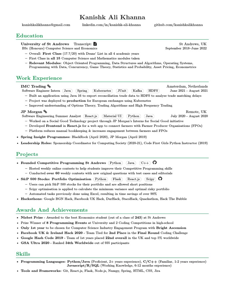 CV Kanishk Ali Khanna July 2022 | PDF | Computer Programming | Python (Programming Language)