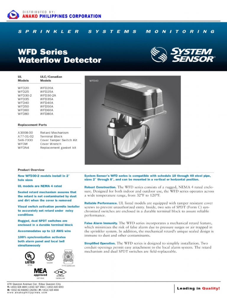 Waterflow Detector WFD20-WFD80 | PDF
