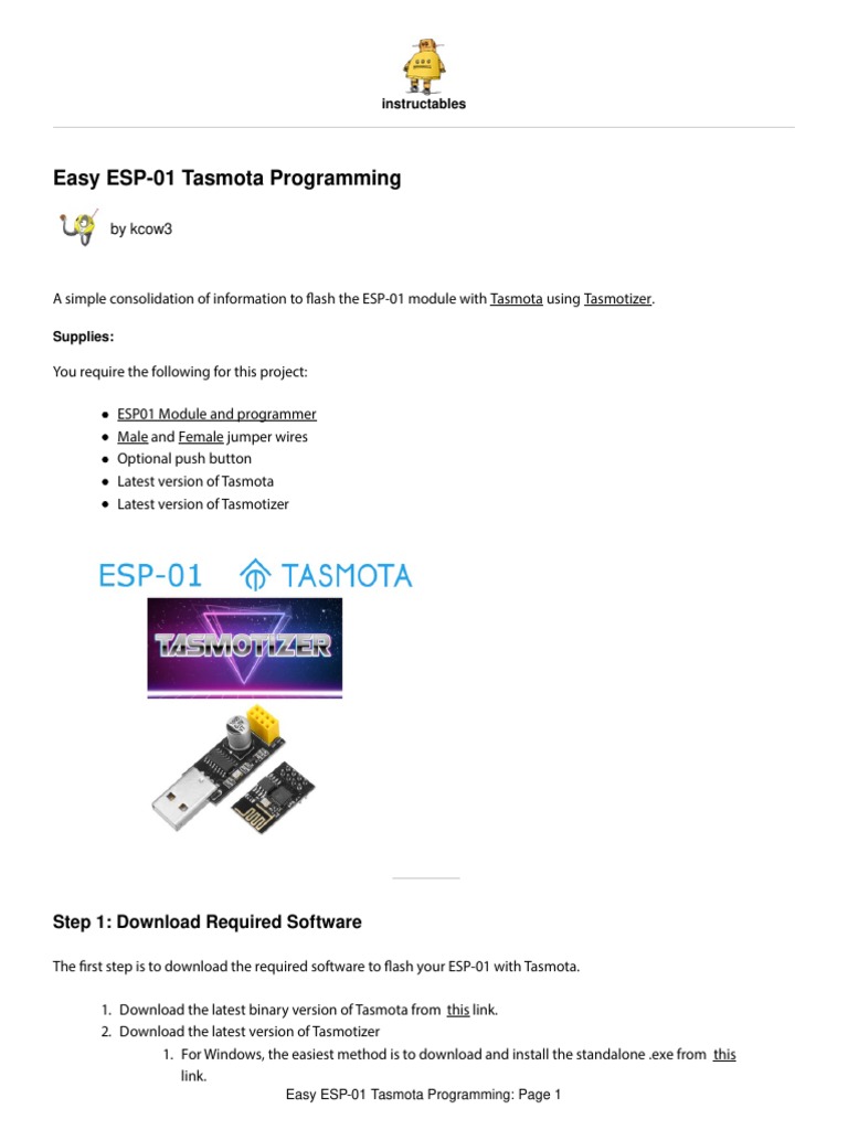 Easy ESP 01 Tasmota Programming | PDF | Wi Fi | Computer Network