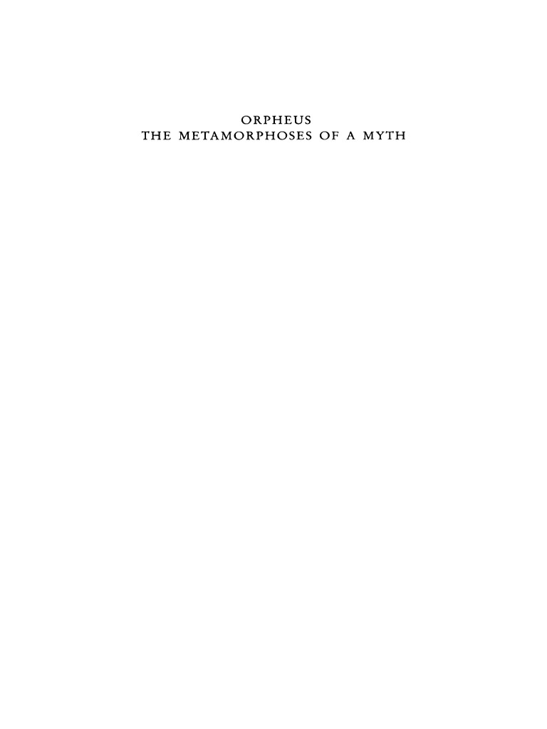 Warden 1982 Orpheus - The Metamorphoses of A Myth - PDF (Etc.) (Z ...