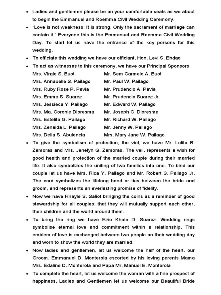 Civil Wedding Script | Download Free PDF | Wedding | Bride