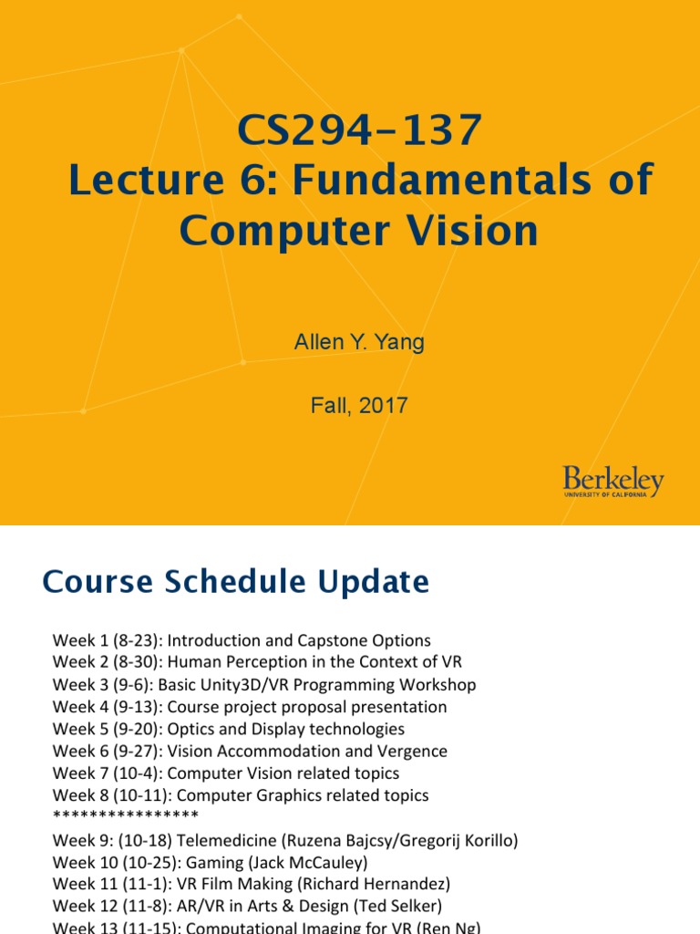Computer Vision Fundamentals Lecture 6 | PDF | Cybernetics | Artificial ...