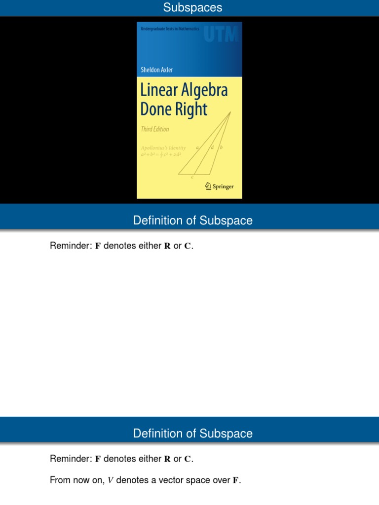 Subspace Definition and Properties | PDF | Linear Subspace | Vector Space