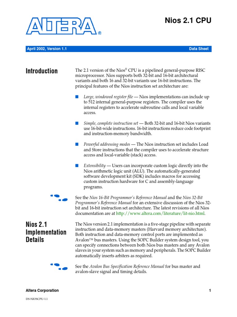 Nios Cpu Datasheet | Download Free PDF | Central Processing Unit | Software