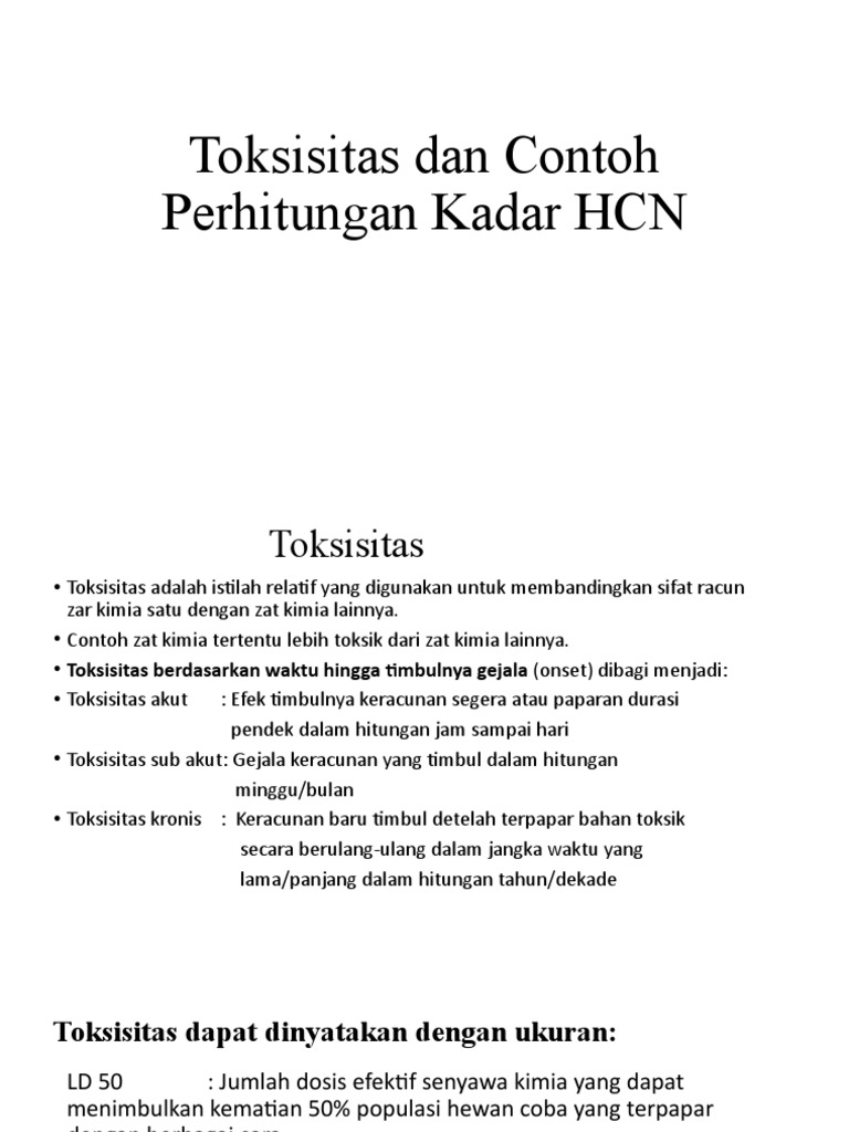 Toksisistas Dan Contoh Perhitungan Kadar HCN Pada Sampel | PDF | Sains & Matematika