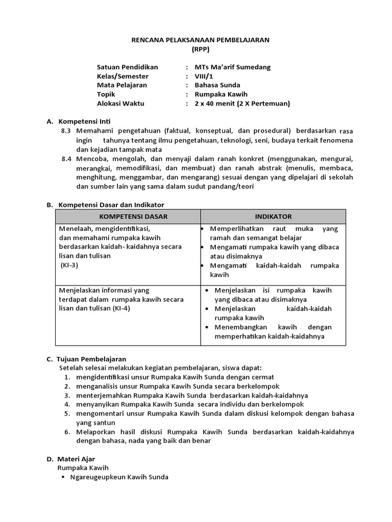 RPP 1 Kawih | PDF | Karier & Perkembangan