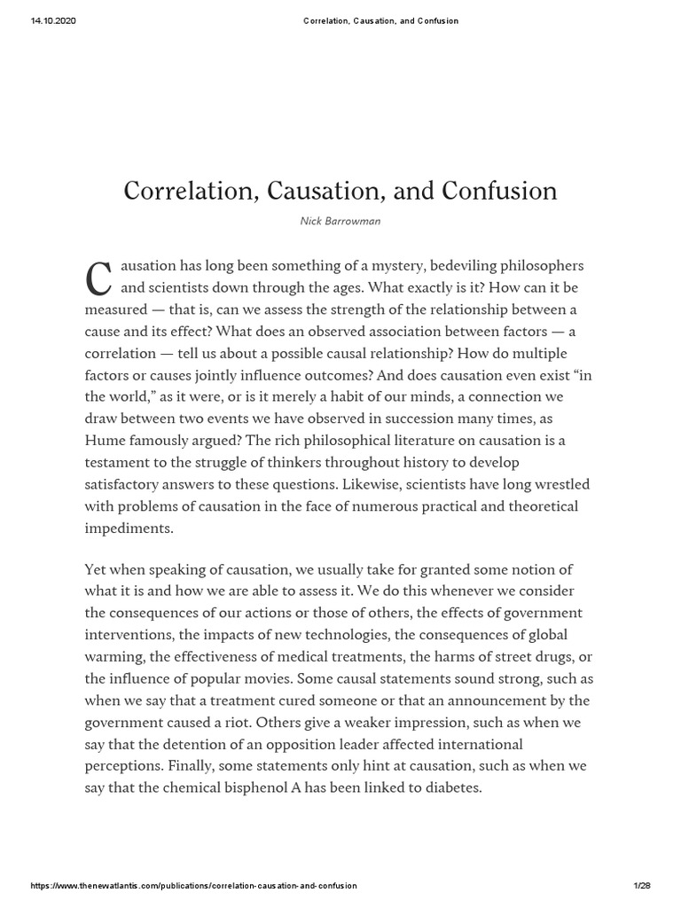 Barrowman 2014, Correlation, Causation, and Confusion | PDF | Randomized Controlled Trial ...