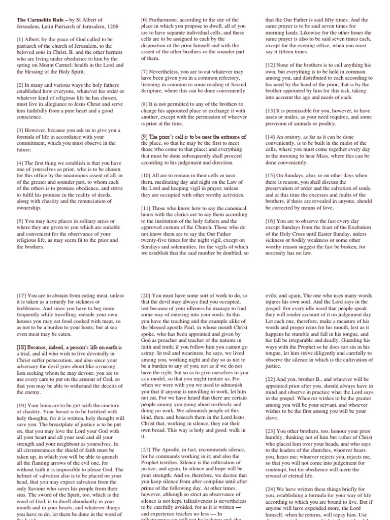 The Carmelite Rule | PDF | Jesus | Lord's Prayer