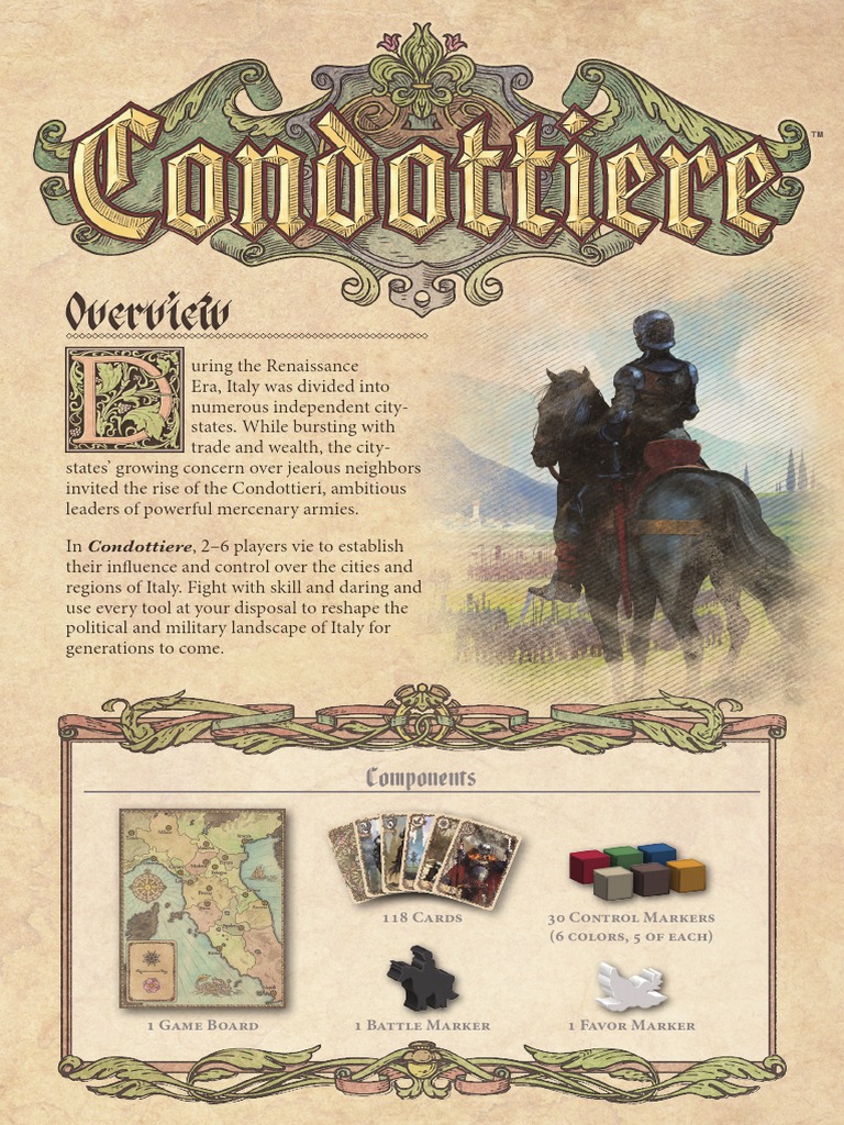 Condottiere Rules | PDF | Games Of Mental Skill | Card Games