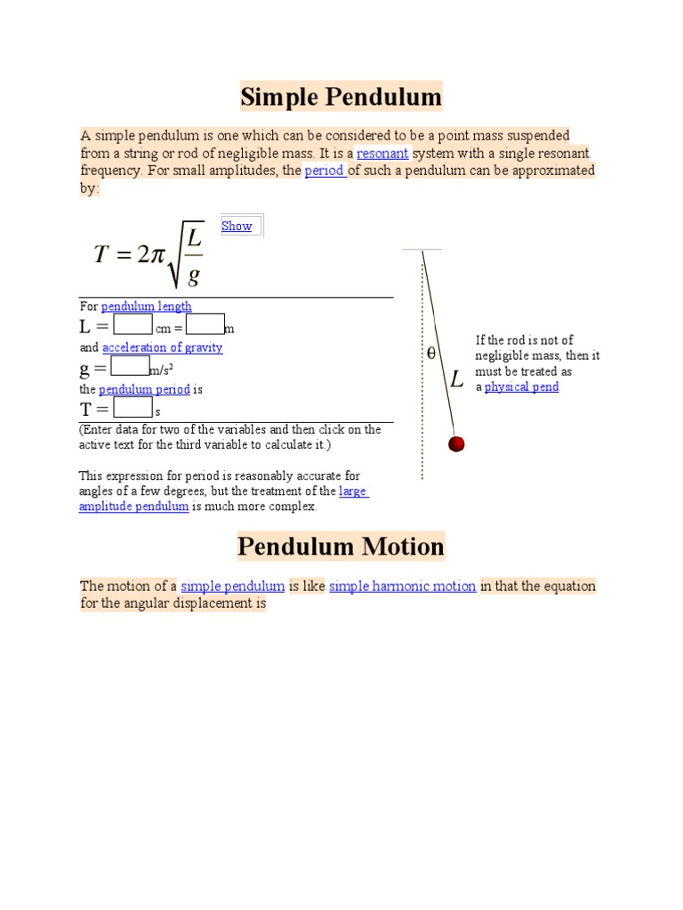 Simple Pendulum | PDF | Science & Mathematics