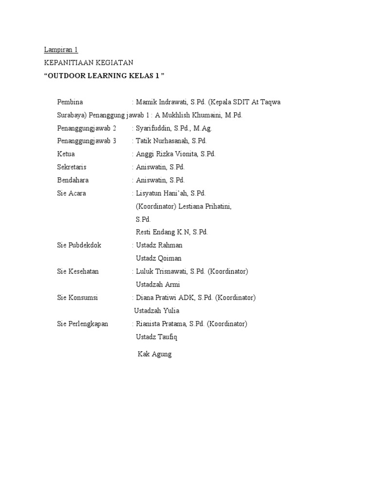 Kepanitiaan Odl 1 | PDF | Kesehatan Holistik
