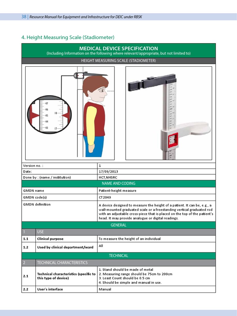 Stadiometer Specifications Annexure I | PDF