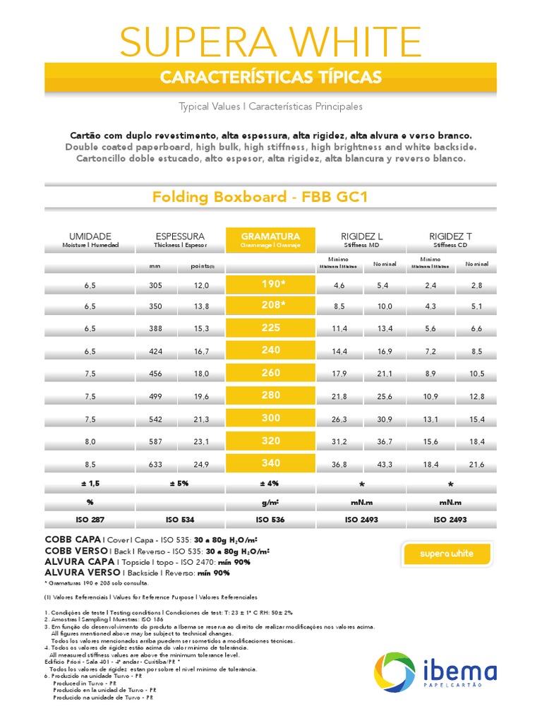 Ficha Técnica Supera White | PDF