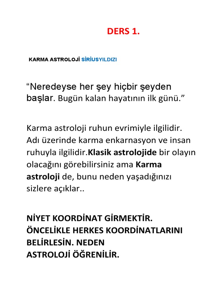 Karma Astroloji̇ Ders 1 | PDF