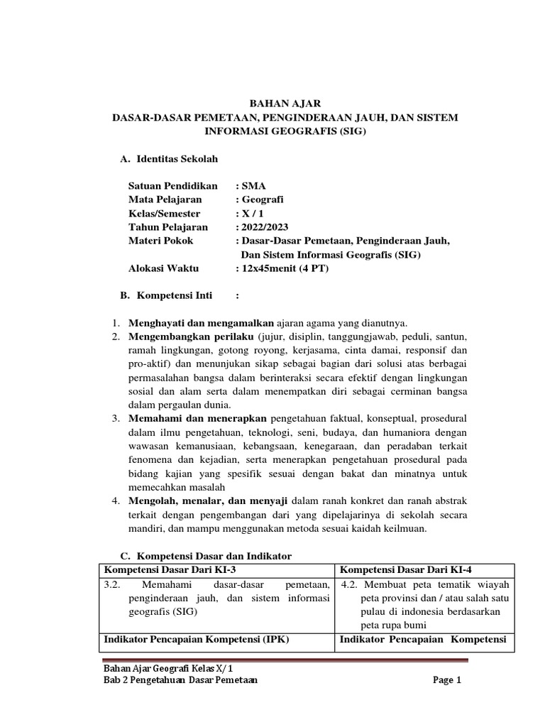 Bahan Ajar #1 Dasar Pemetaan PJ Dan SIG | PDF