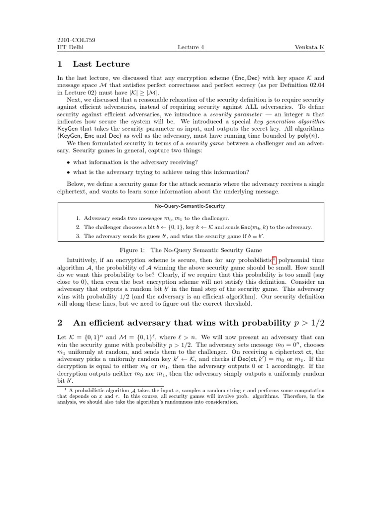 2201 COL759 Lecture04 | PDF | Cryptography | Military Communications