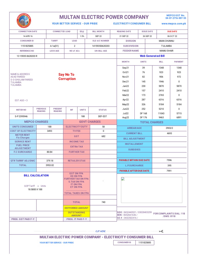 Mepco Online Bill | PDF | Taxes | Economies