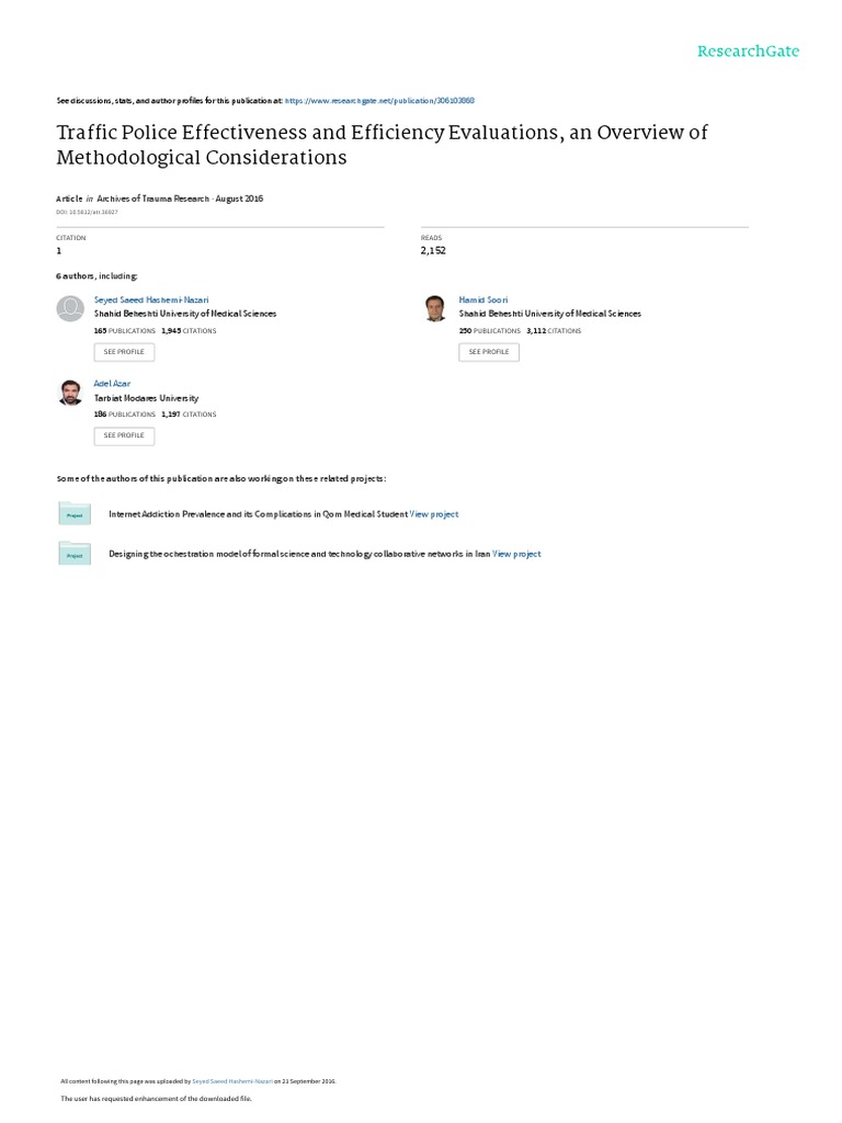 Traffic Police Effectiveness and Efficiency Evalua | PDF | Risk ...