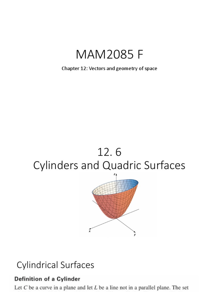MAM2085 F: Chapter 12: Vectors and Geometry of Space | PDF MAM2085 F: Chapter 12: Vectors and Geometry of Space | PDF