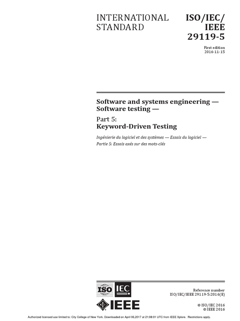 Iso Iec Ieee 29119 5 | PDF | Software Testing | International ...