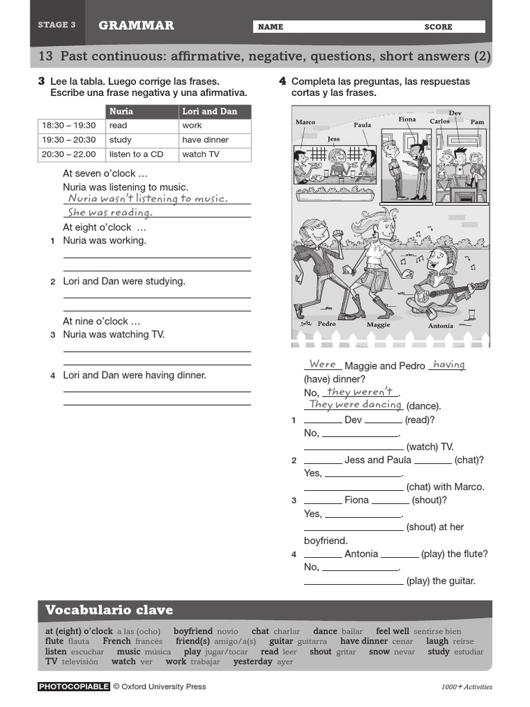 113 Past Continuous - Affirmative, Negative, Questions, Short Answers | PDF