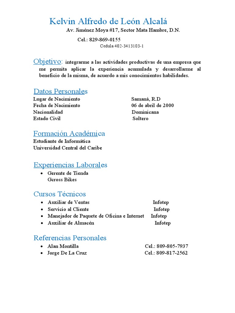 Curriculum Kelvin de Leon | PDF | Crecimiento personal y profesional | Derecho