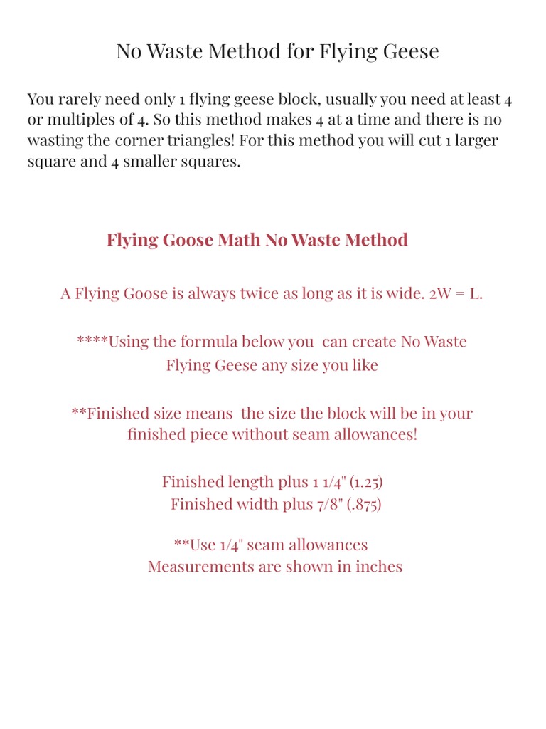 Flying Geese Tutorial 2 Easy Ways Corner Triangle & No Waste Method | PDF