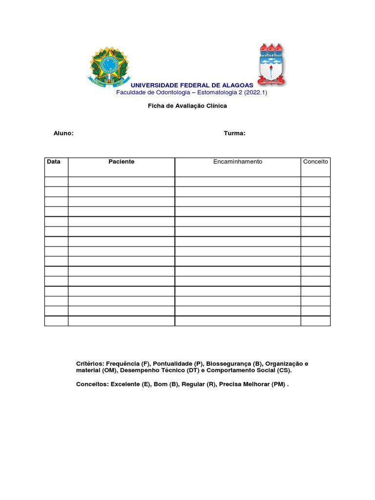 Ficha de Avaliação Clínica | PDF