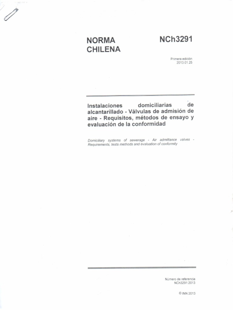 NCH 3291 Valvulas Adm Aire (MINIVENT) | PDF