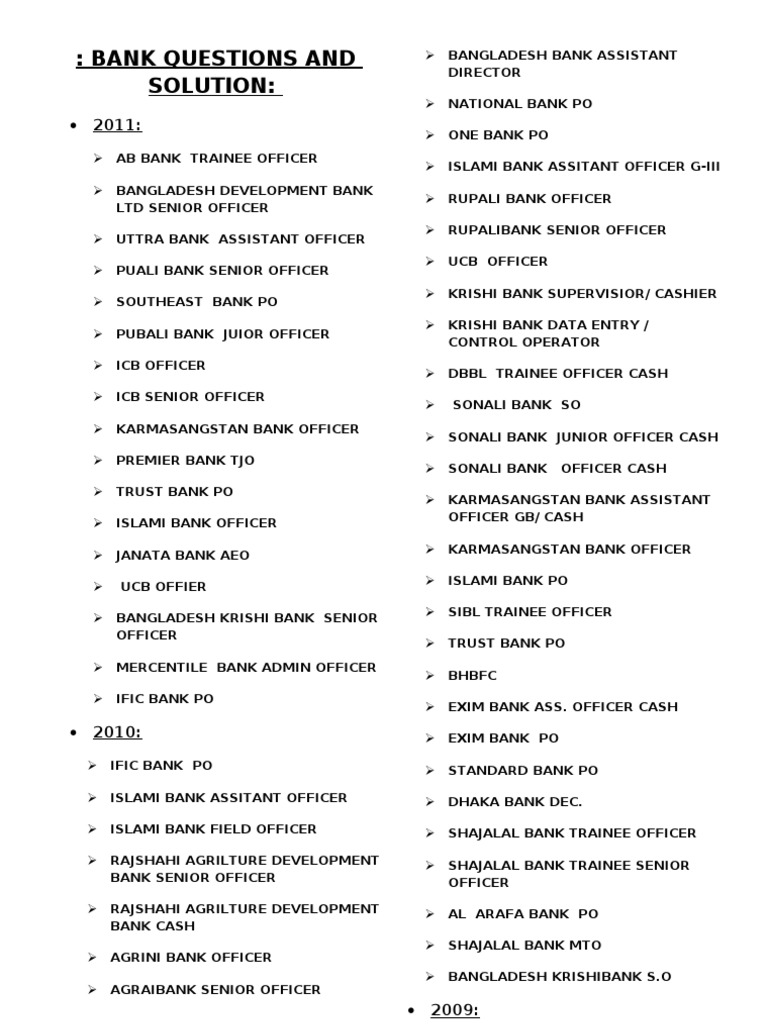 Bank Exam Questions and Patterns | PDF | Companies Of Asia | Financial ...