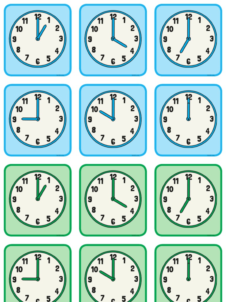 T N 5490 Oclock Times Matching Cards Ver 1 | PDF