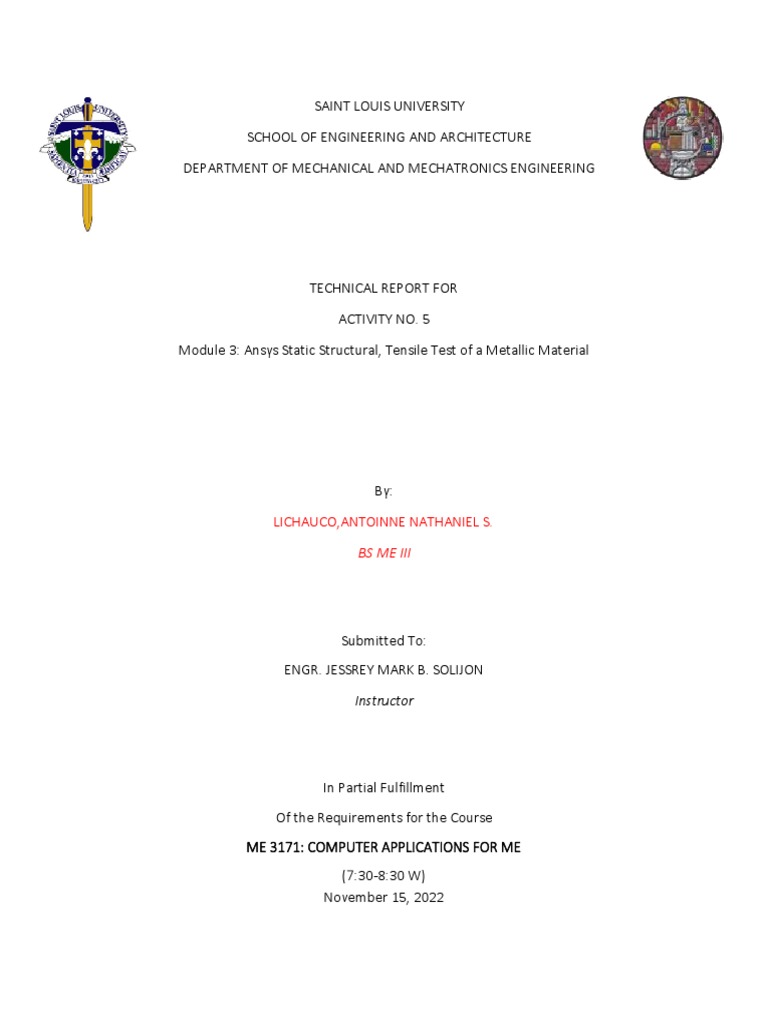 Lichauco Activity5ansys | PDF | Ultimate Tensile Strength | Strength Of ...