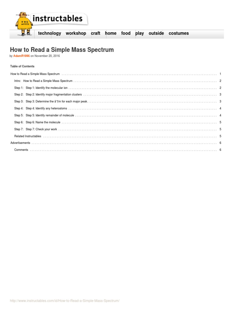 How To Read A Simple Mass Spectrum | PDF | Mass Spectrometry | Molecules