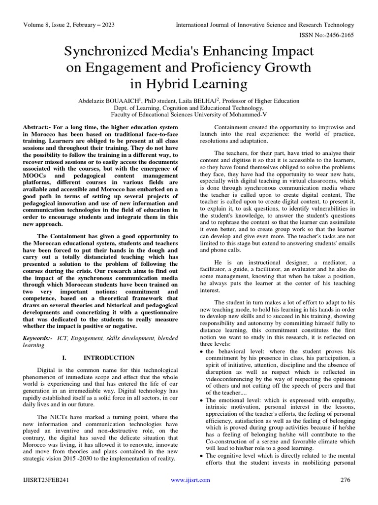Synchronized Media's Enhancing Impact On Engagement and Proficiency Growth in Hybrid Learning ...