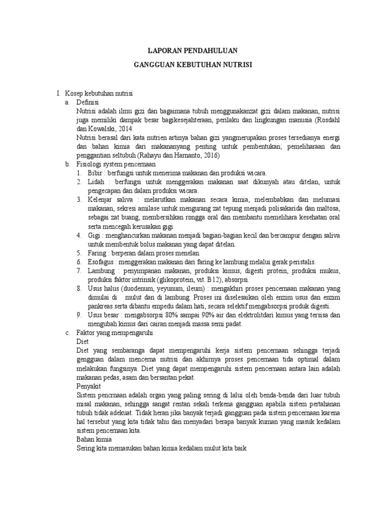 Laporan Pendahuluan Yeni | PDF