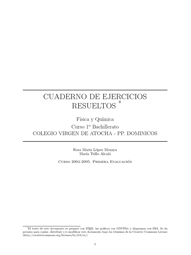 Cuaderno de Ejercicios Resueltos: F Isica y Qu Imica Curso 1 ...