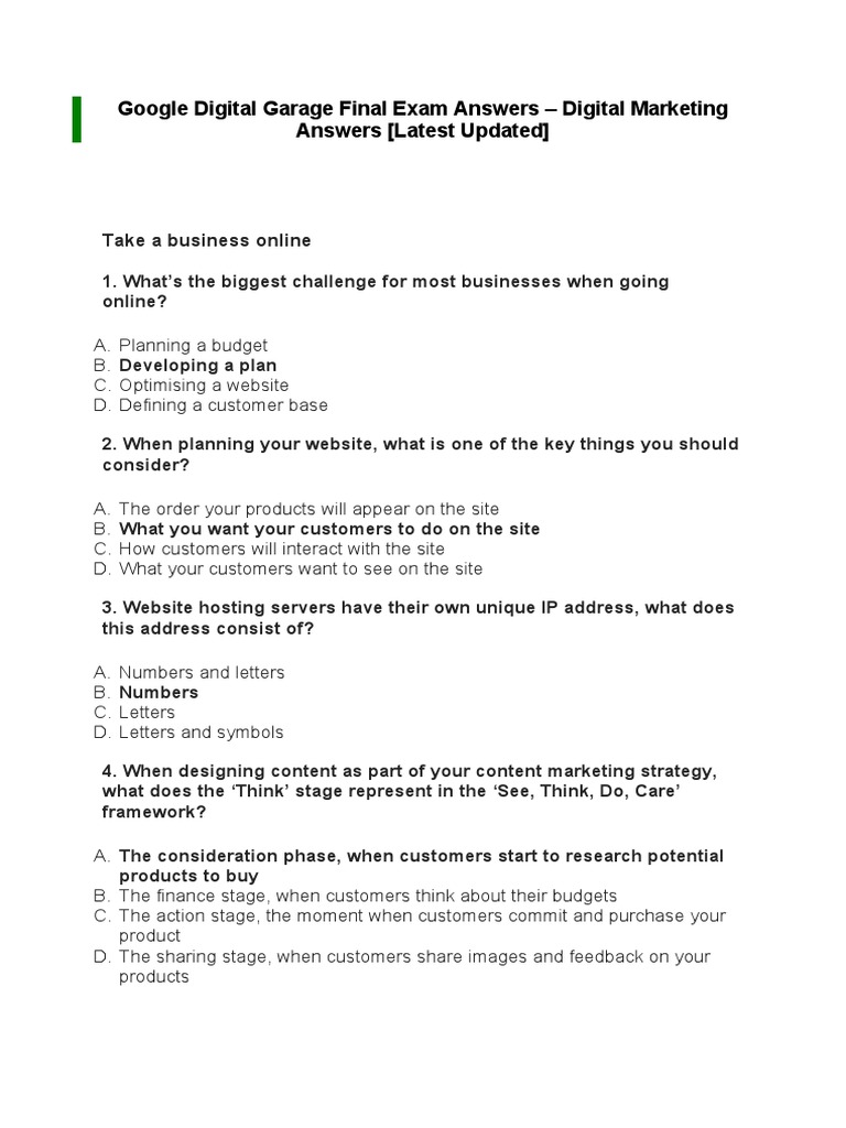 Google Digital Garage Exam Answers | PDF | Analytics | Advertising