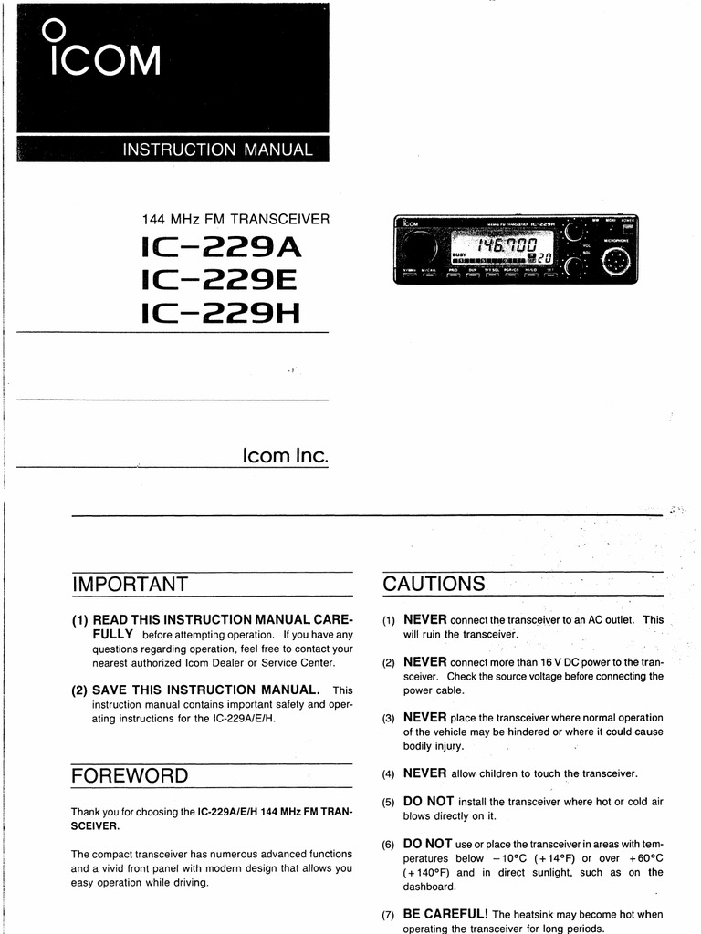 IC-229H Instruction Manual | PDF