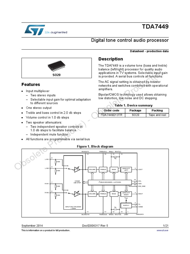 TDA7449 | PDF | Decibel | Signal To Noise Ratio