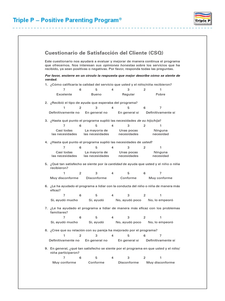 SPA0032 Client Satisfaction Questionnaire CSQ 0-12 Stepping Stones | PDF