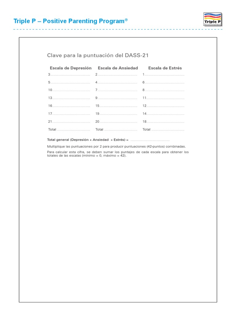 SPA0248 Scoring Key For The DASS 21 | PDF