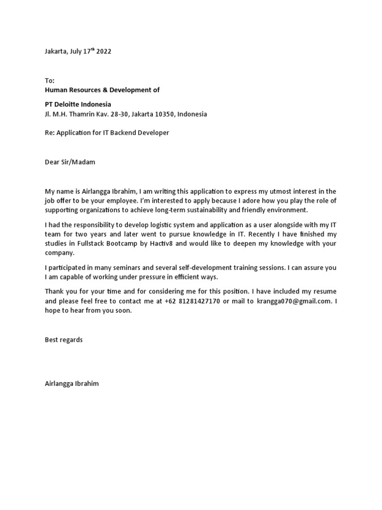 COVER LETTER Deloitte - Revised | PDF