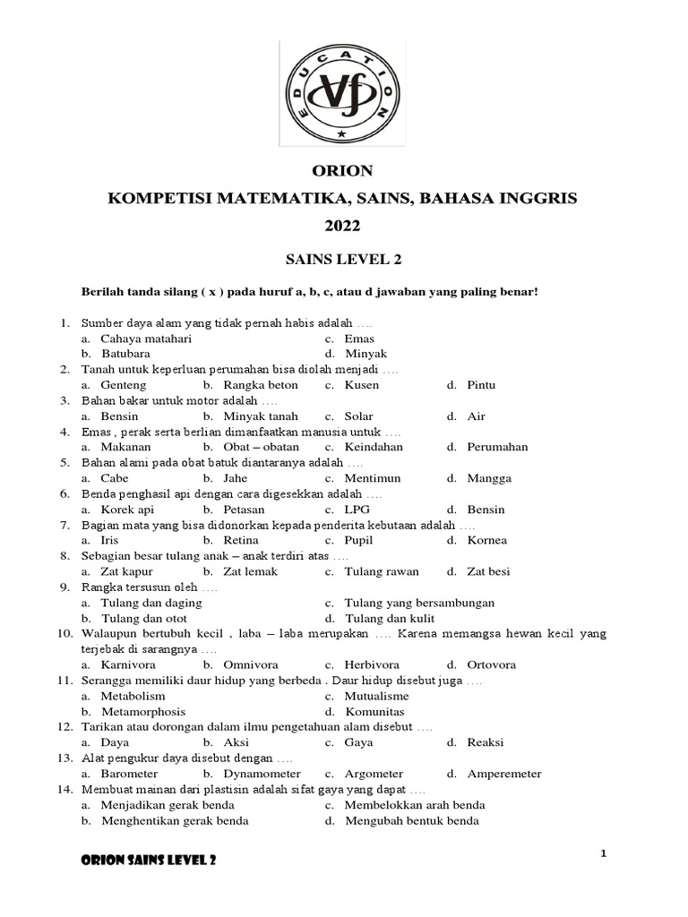 Sains Level 2 ORION | PDF