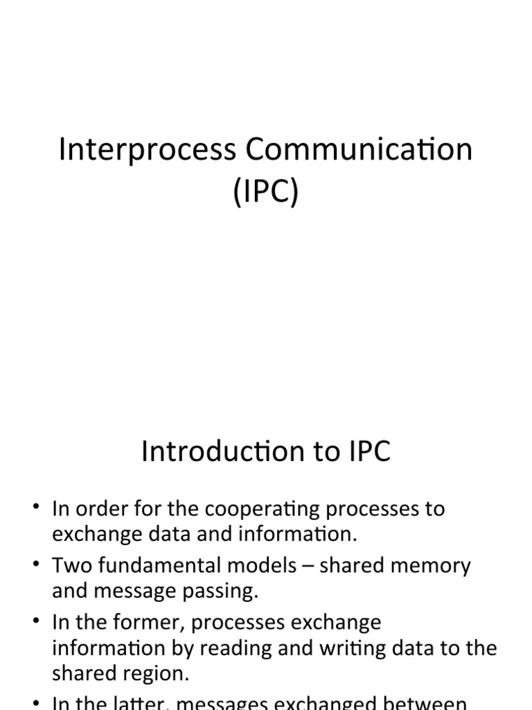 Interprocess Communication Ipc Pdf Message Passing Communication