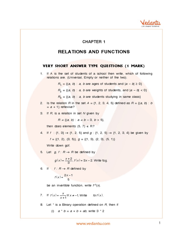 CBSE Class 12 Maths Chapter 1 Relations and Functions Important ... CBSE Class 12 Maths Chapter 1 Relations and Functions Important ...